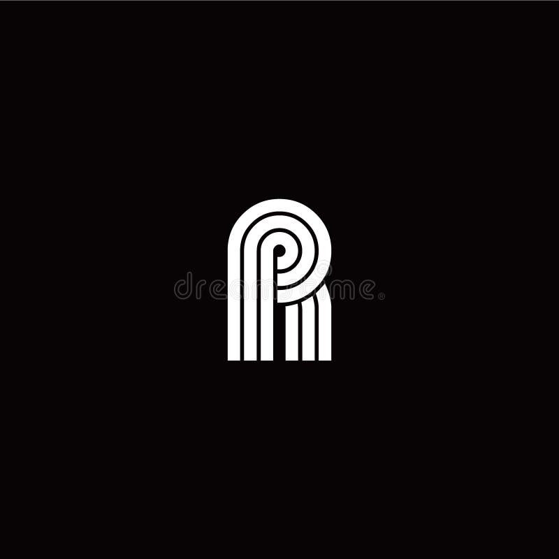 Initial R Letter with Monogram Line Style Logo Template Vector Stock ...
