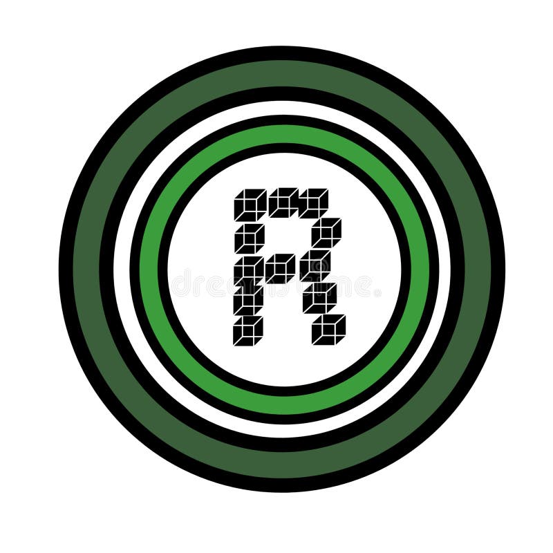 Initial R Logo in 3d Cube Design and Double Circular Contrasting Green ...