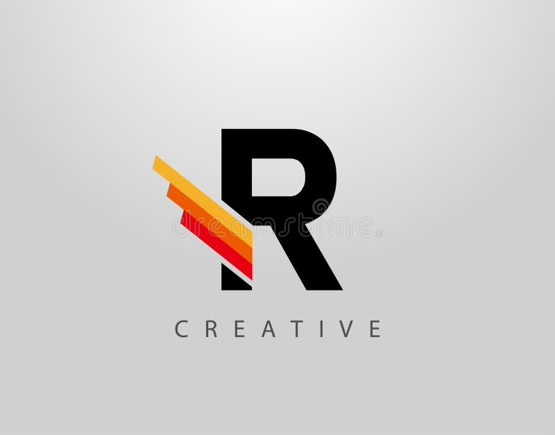 Initial R Monogram Logo. Abstract Wing and Strip R Letter Icon Stock ...