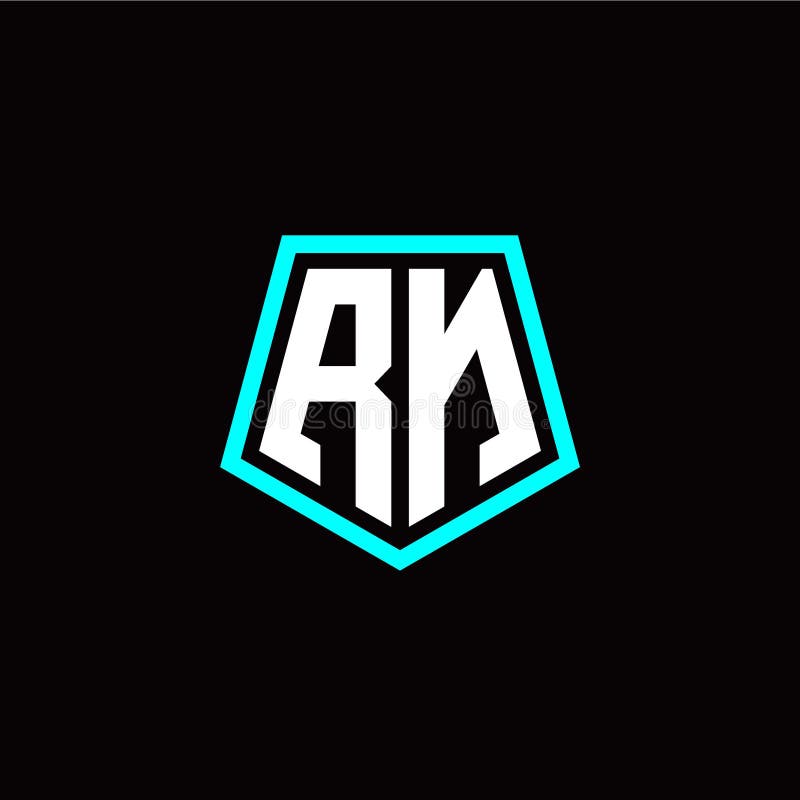 Initial R N Letter with Polygon Modern Style Logo Template Vector Stock ...