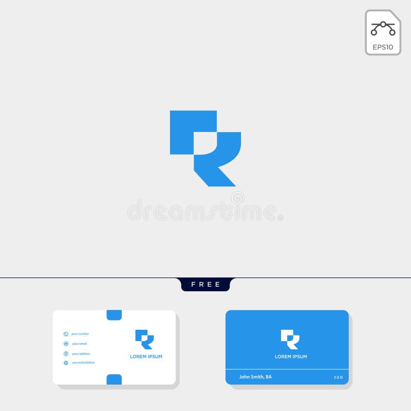 Initial R, RR Outline Logo Template and Business Card Design Template ...
