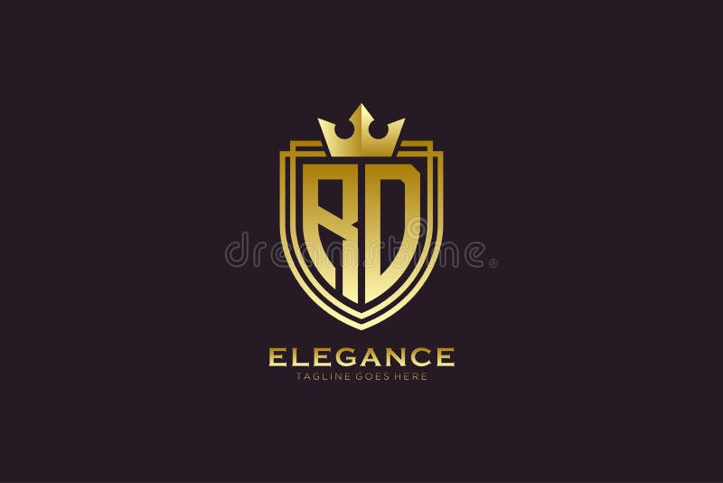 Initial RD Elegant Luxury Monogram Logo or Badge Template with Scrolls ...