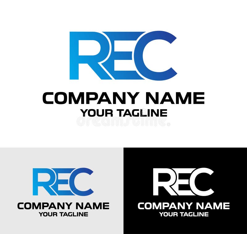 Initial REC Letter Modern Typography Vector Logo Design Template Stock ...