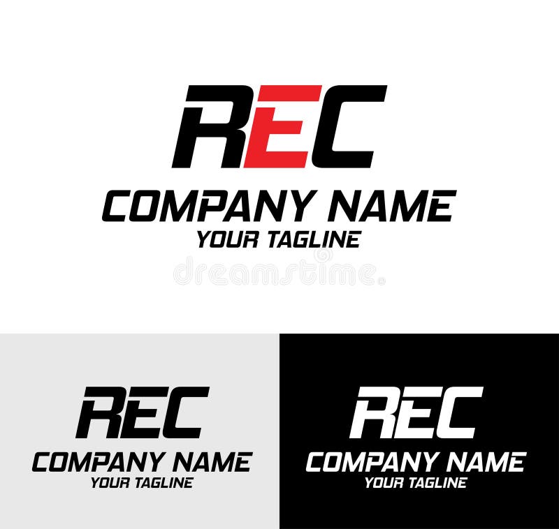 Initial REC Letter Modern Typography Simple Vector Logo Design Template ...