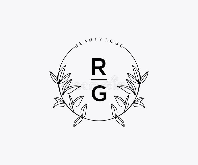 Initial RG Letters Beautiful Floral Feminine Editable Premade Monoline ...
