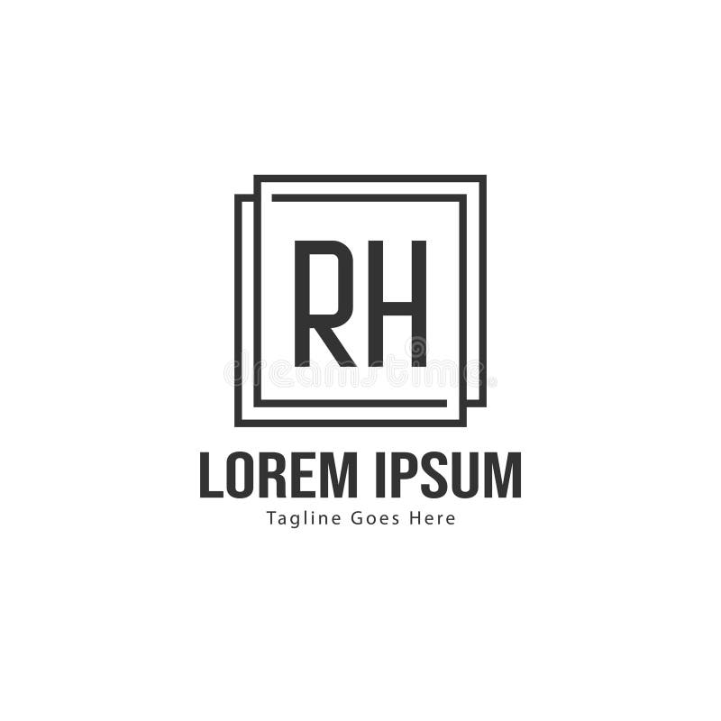 Initial RH Logo Template with Modern Frame. Minimalist RH Letter Logo ...