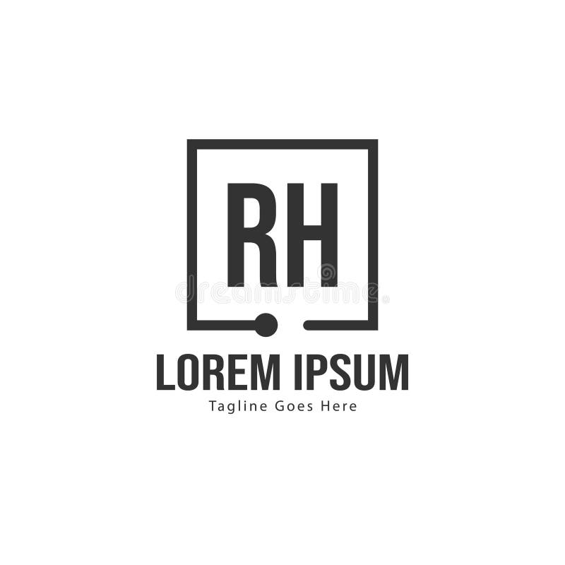 Initial RH Logo Template with Modern Frame. Minimalist RH Letter Logo ...