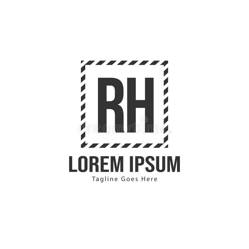 Initial RH Logo Template with Modern Frame. Minimalist RH Letter Logo ...