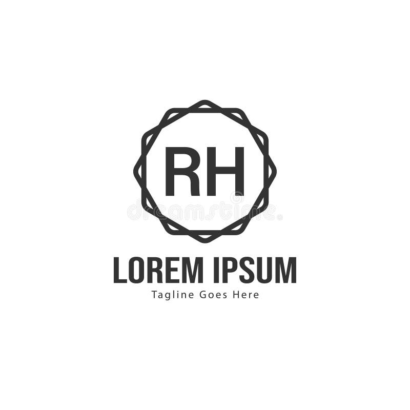 Initial RH Logo Template with Modern Frame. Minimalist RH Letter Logo ...