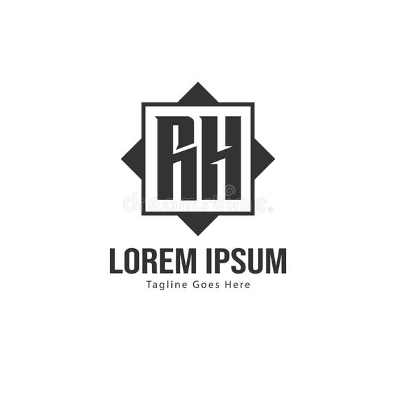 Initial RH Logo Template with Modern Frame. Minimalist RH Letter Logo ...