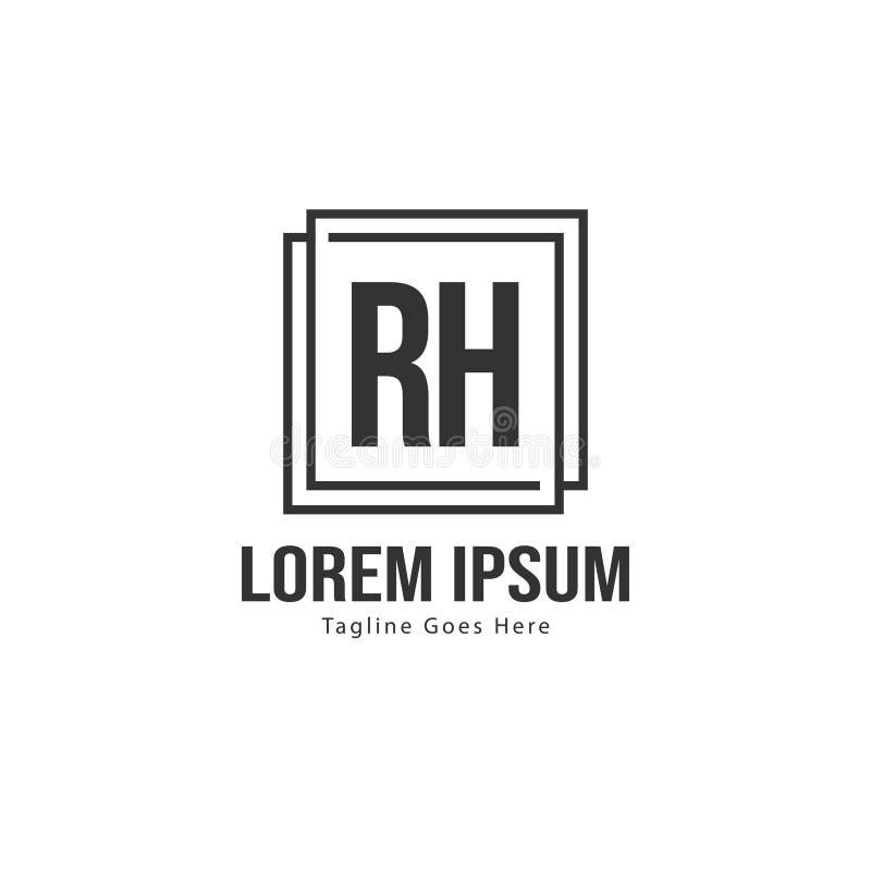 Initial RH Logo Template with Modern Frame. Minimalist RH Letter Logo ...