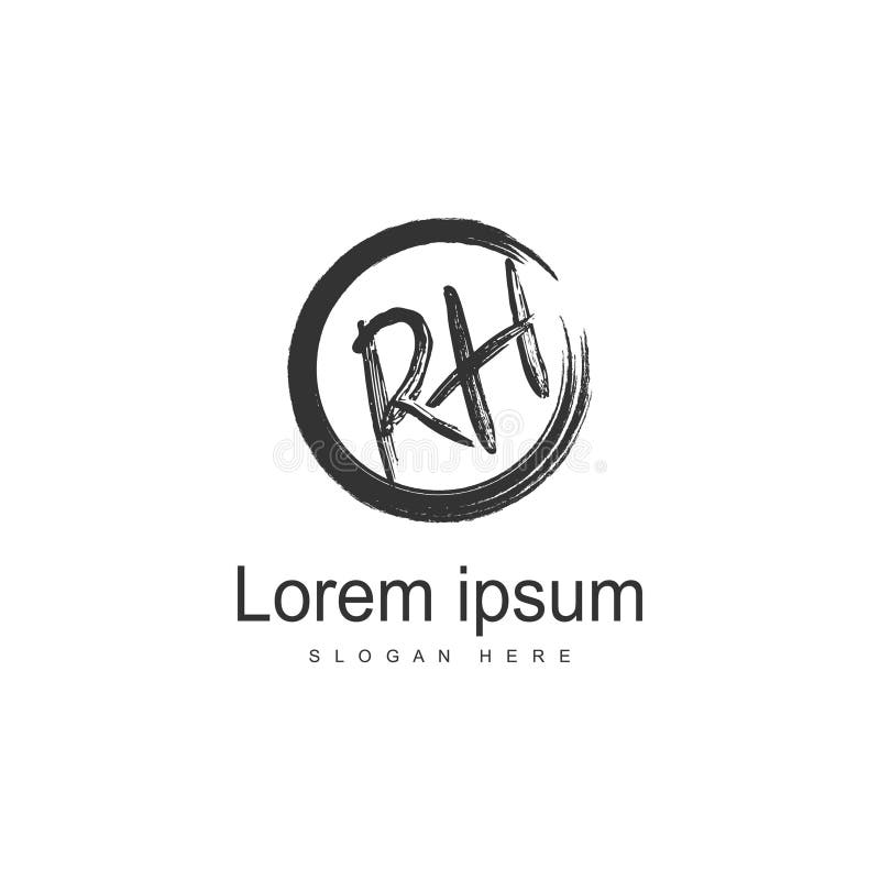 Initial RH Logo Template with Modern Frame. Minimalist RH Letter Logo ...