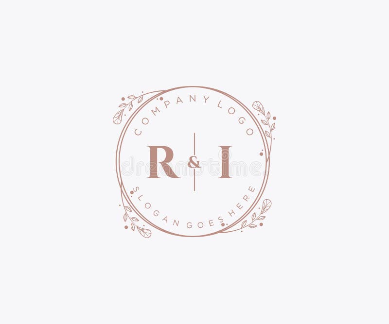 Initial RI Letters Decorative Luxury Wedding Logo Stock Vector ...