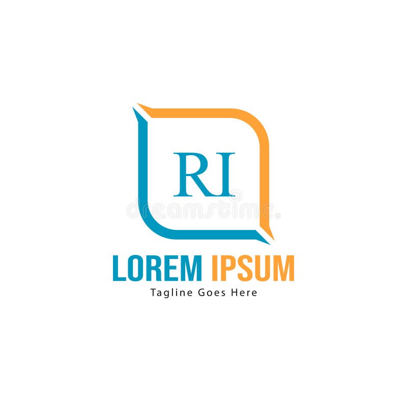 Initial RI Logo Template with Modern Frame. Minimalist RI Letter Logo ...
