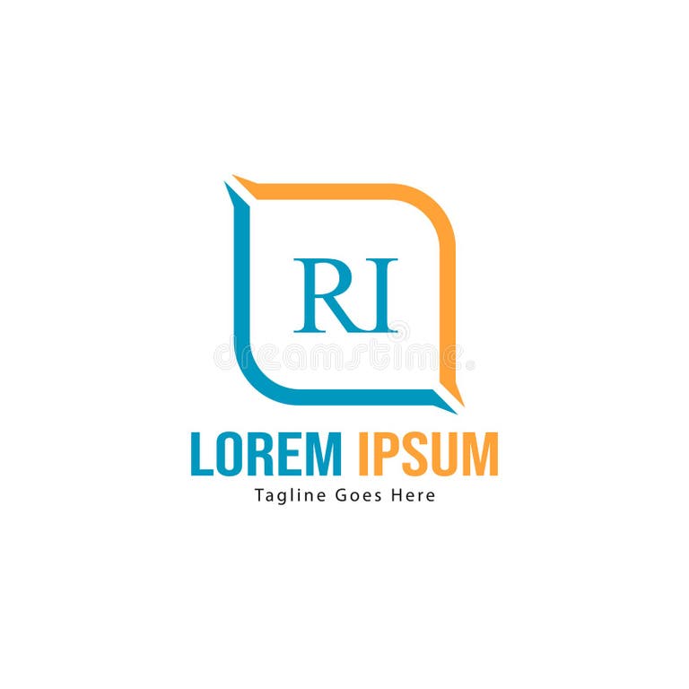 Initial RI Logo Template with Modern Frame. Minimalist RI Letter Logo ...