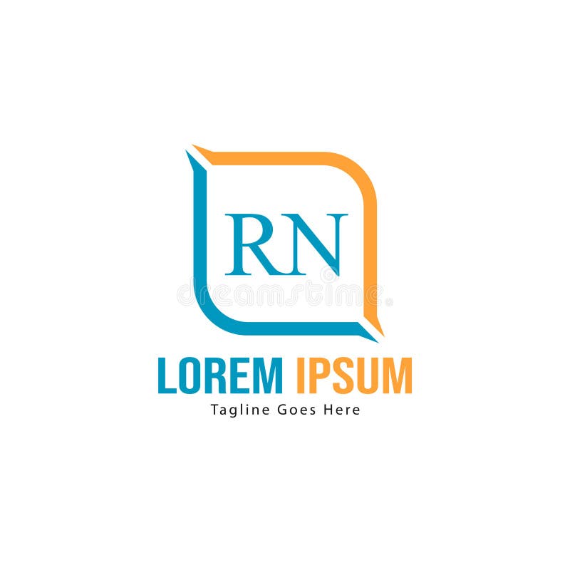 Initial RN Logo Template with Modern Frame. Minimalist RN Letter Logo ...