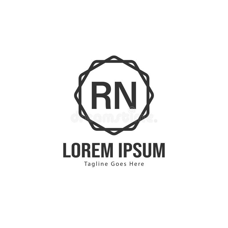 Initial RN Logo Template with Modern Frame. Minimalist RN Letter Logo ...