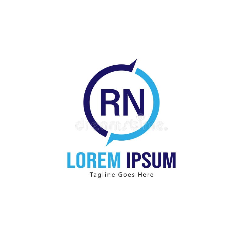Initial RN Logo Template with Modern Frame. Minimalist RN Letter Logo ...