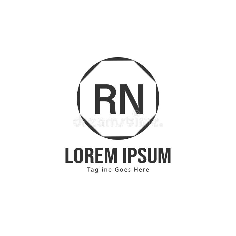 Initial RN Logo Template with Modern Frame. Minimalist RN Letter Logo ...