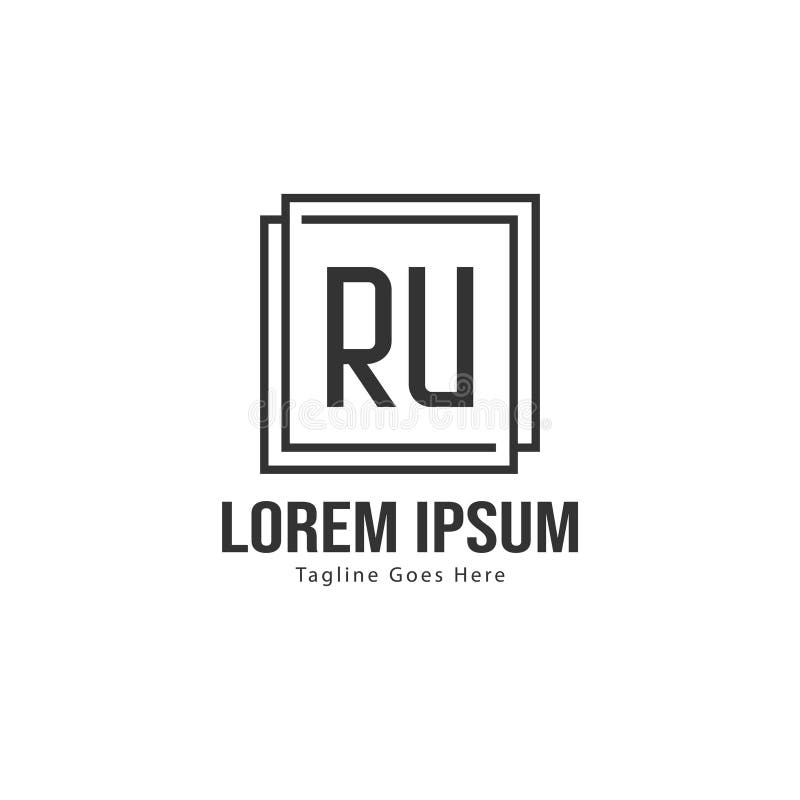 Initial RU Logo Template with Modern Frame. Minimalist RU Letter Logo ...