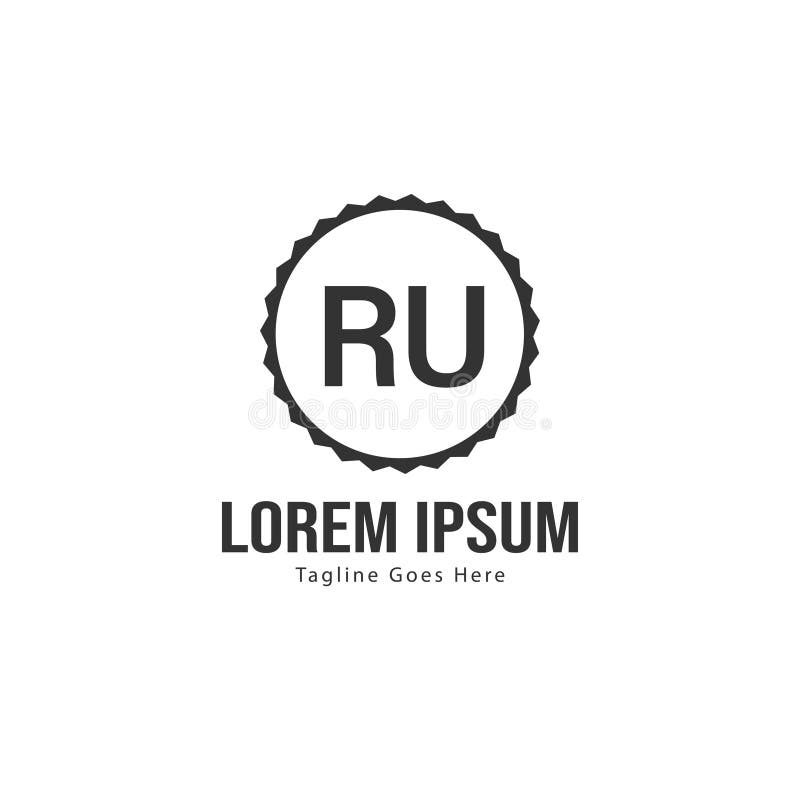 Initial RU Logo Template with Modern Frame. Minimalist RU Letter Logo ...