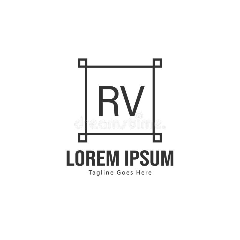 Initial RV Logo Template with Modern Frame. Minimalist RV Letter Logo ...