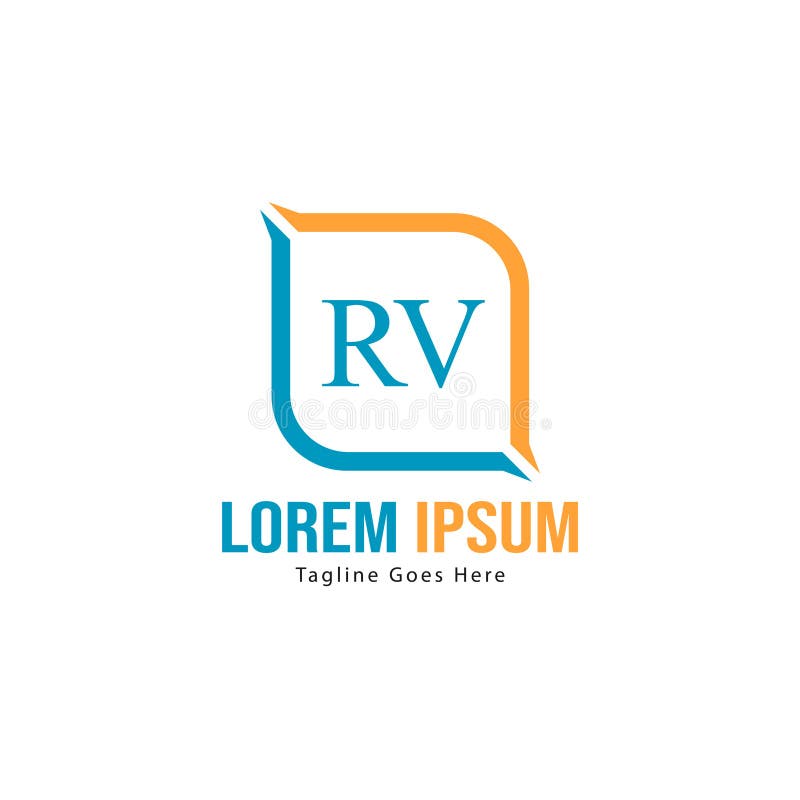 Initial RV Logo Template with Modern Frame. Minimalist RV Letter Logo ...