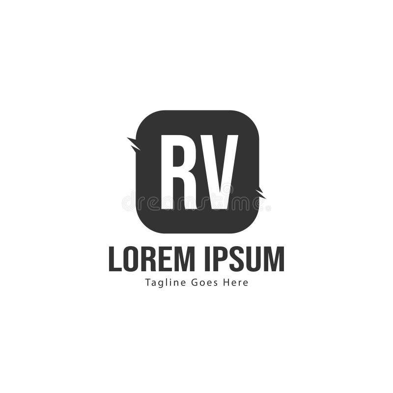 Initial RV Logo Template with Modern Frame. Minimalist RV Letter Logo ...