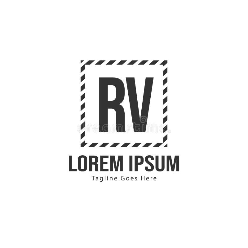 Initial RV Logo Template with Modern Frame. Minimalist RV Letter Logo ...
