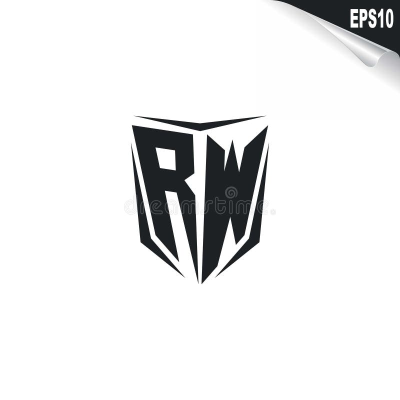 Initial RW Logo Design with Shield Style, Logo Business Branding Stock ...