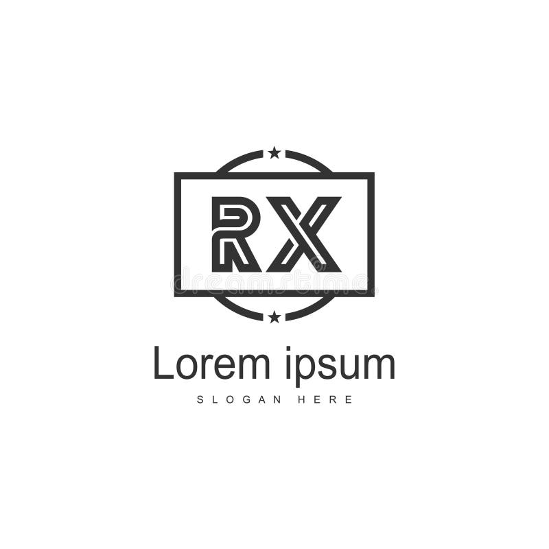 Initial RX Logo Template with Modern Frame. Minimalist RX Letter Logo ...