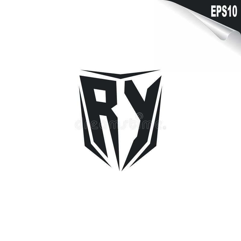 Initial RY Logo Design with Shield Style, Logo Business Branding Stock ...