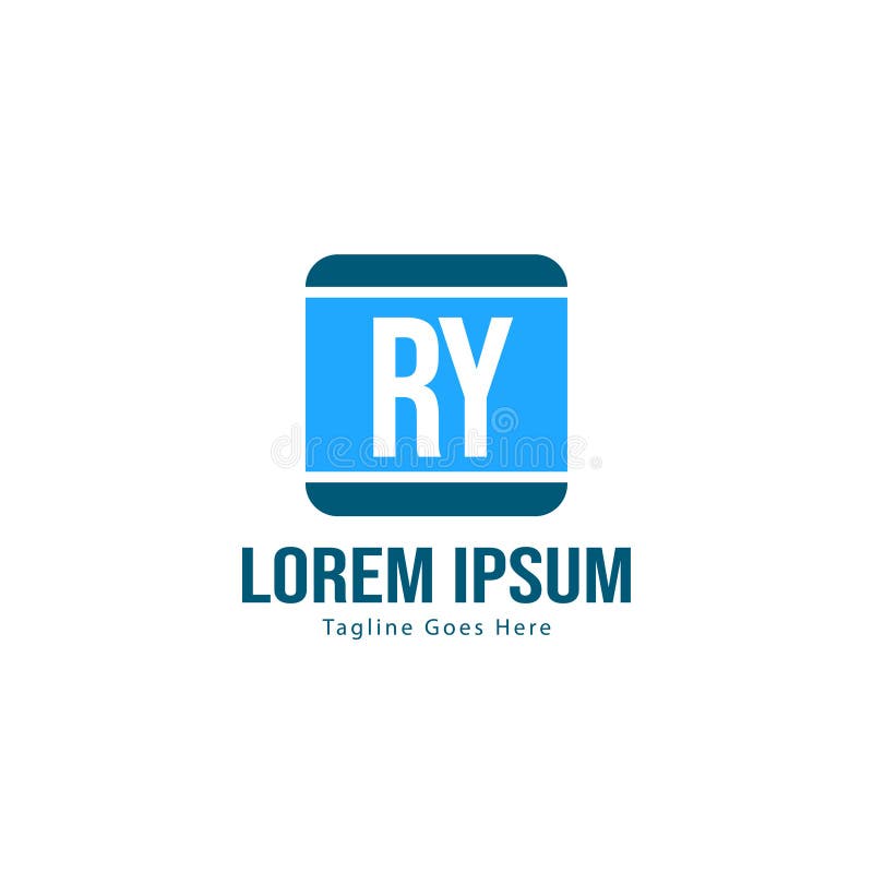 Initial RY Logo Template with Modern Frame. Minimalist RY Letter Logo ...