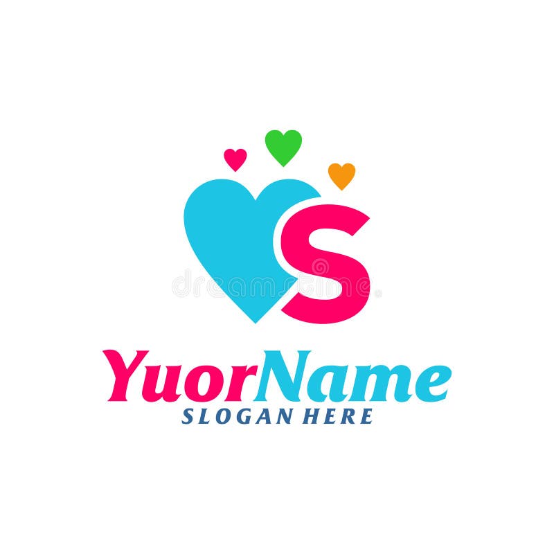 Initial S with Love Logo Design Template. Letter S Logo Concept Vector ...