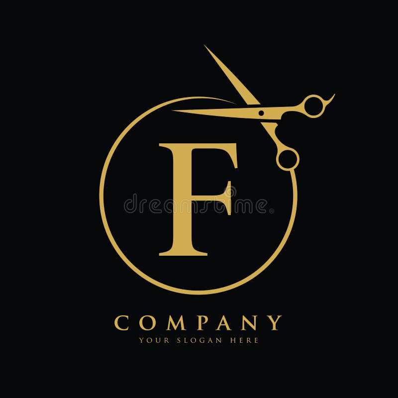 Initial Scissors Letter F Logo Design Vector Template. Abstract Circle ...