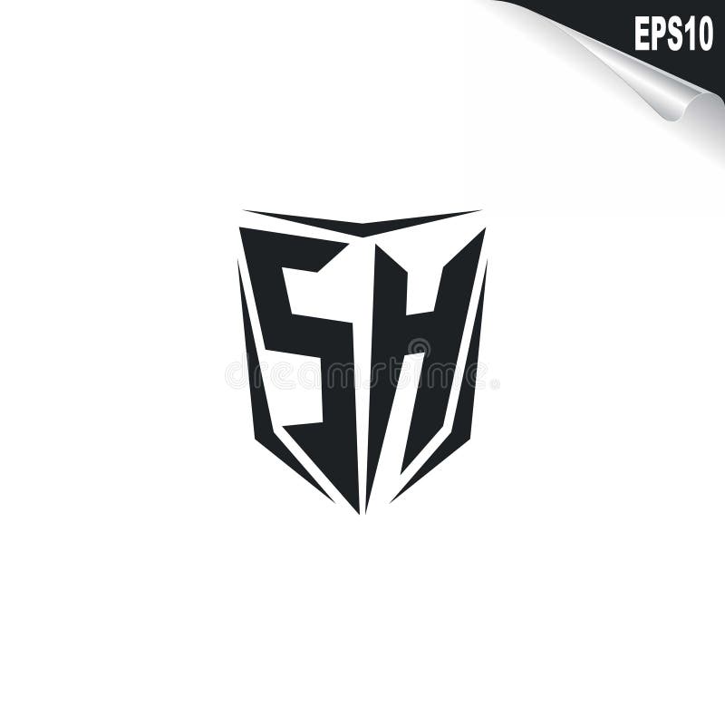 Initial SH Logo Design with Shield Style, Logo Business Branding Stock ...