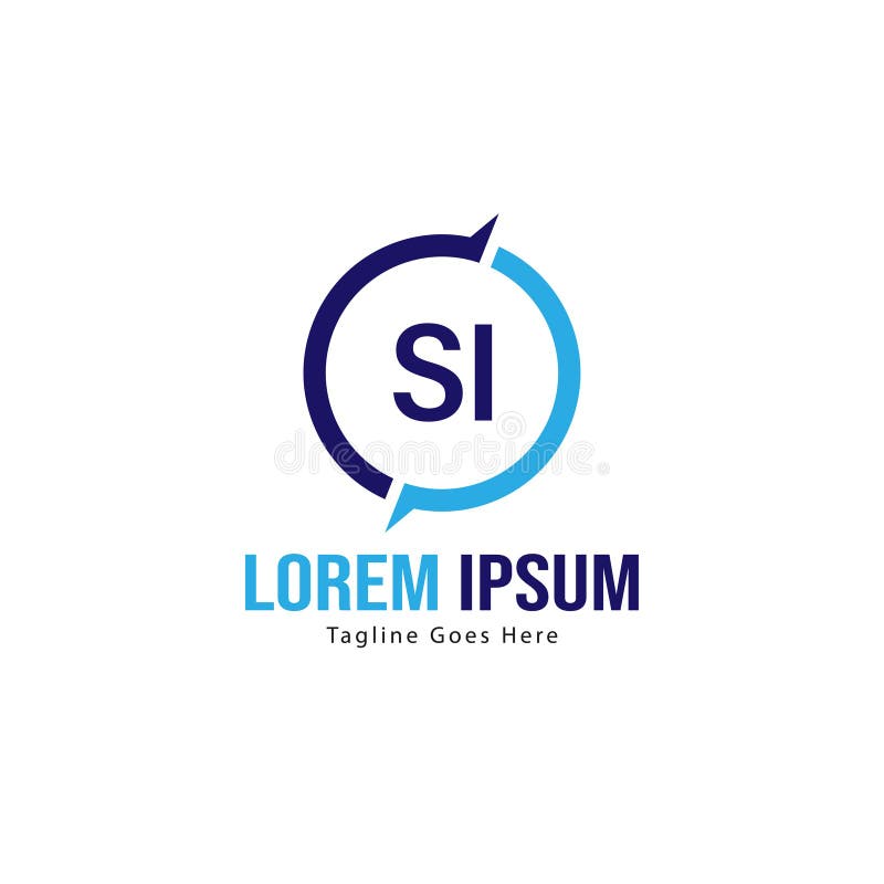 Initial SI Logo Template with Modern Frame. Minimalist SI Letter Logo ...