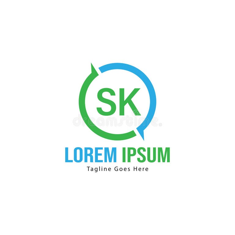 Initial SK Logo Template with Modern Frame. Minimalist SK Letter Logo ...