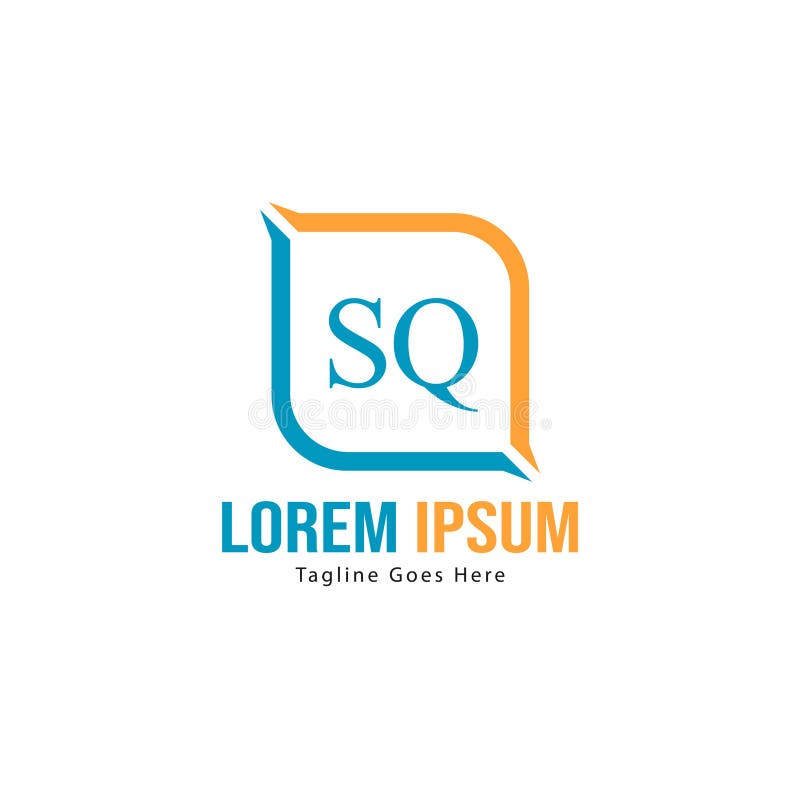 Initial SQ Logo Template with Modern Frame. Minimalist SQ Letter Logo ...