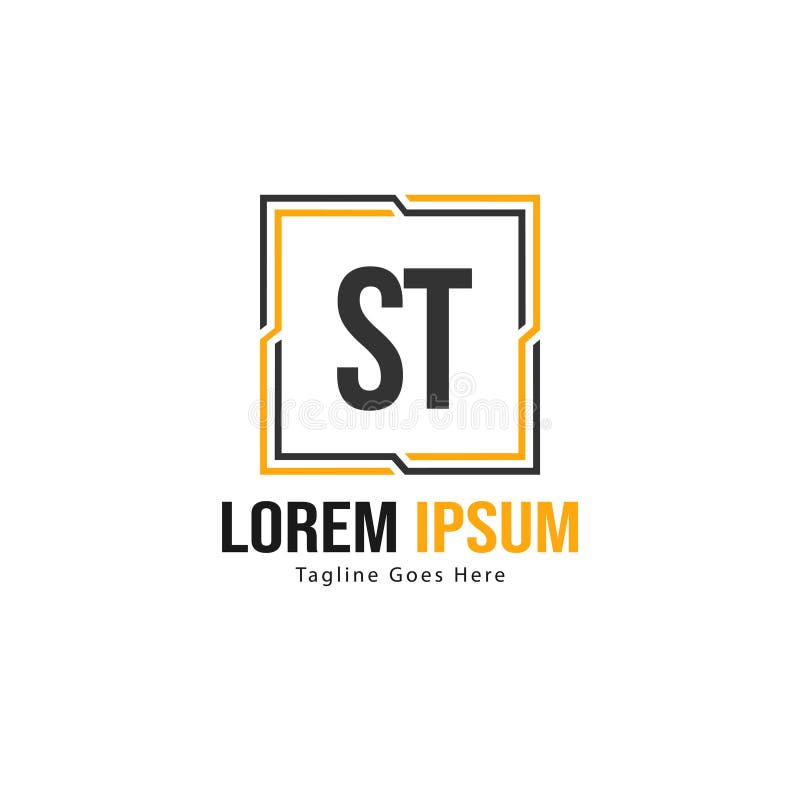 Initial ST Logo Template with Modern Frame. Minimalist ST Letter Logo ...