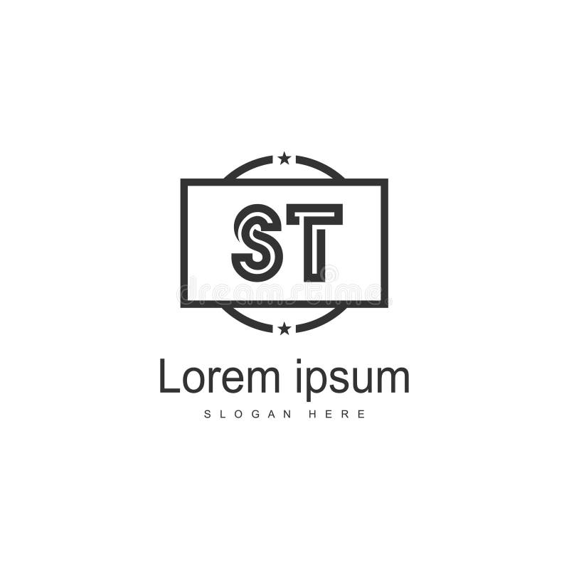 Initial ST Logo Template with Modern Frame. Minimalist ST Letter Logo ...