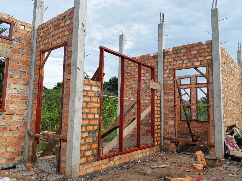 The Initial Stage of Building a House Stock Image - Image of bridge ...