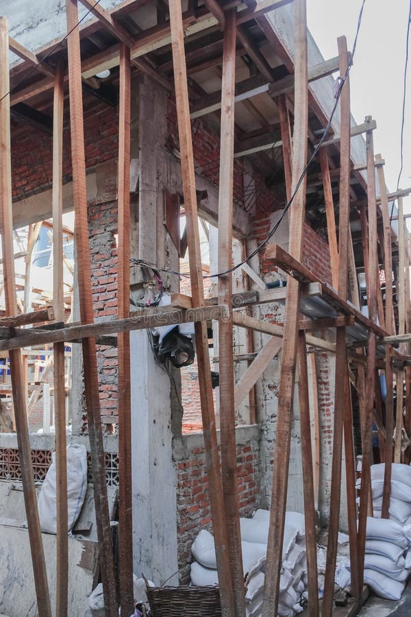 A Wooden Frame As a Support for a Building Under Construction. Stock ...