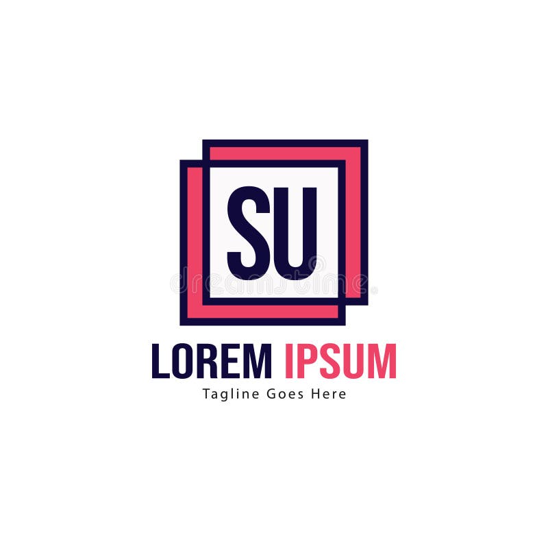 Initial SU Logo Template with Modern Frame. Minimalist SU Letter Logo ...