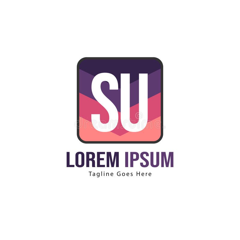 Initial SU Logo Template with Modern Frame. Minimalist SU Letter Logo ...