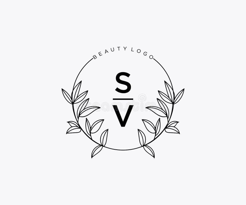 Initial SV Letters Beautiful Floral Feminine Editable Premade Monoline ...