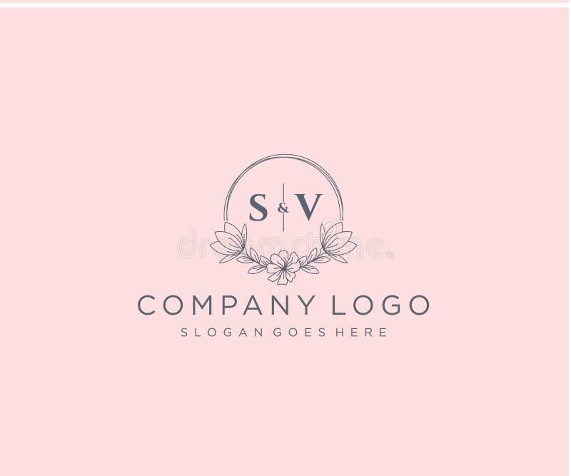 Initial SV Letters Floral Frames. Unique Decoration for Greeting Card ...