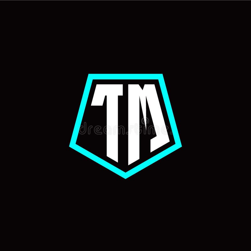 Initial T M Letter with Polygon Modern Style Logo Template Vector Stock ...