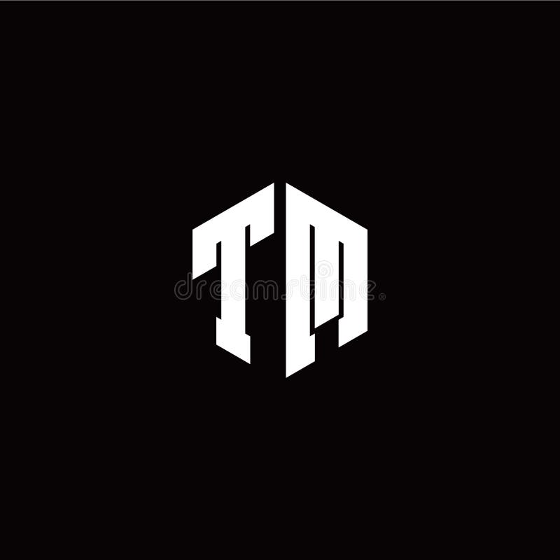 Initial T M Letter with Polygon Modern Style Logo Template Vector Stock ...