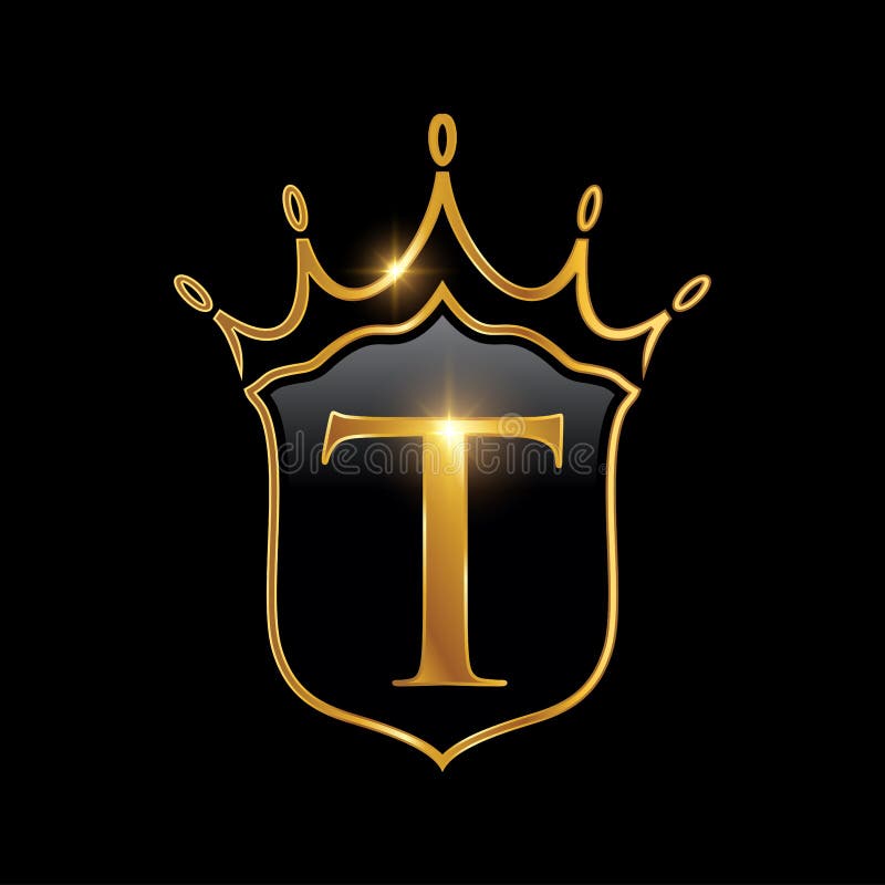 Initial T Monogram Alphabet with a Crown and Shield Stock Vector ...
